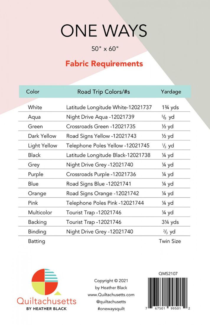 One Ways by Quiltachusetts – Valley Fabrics