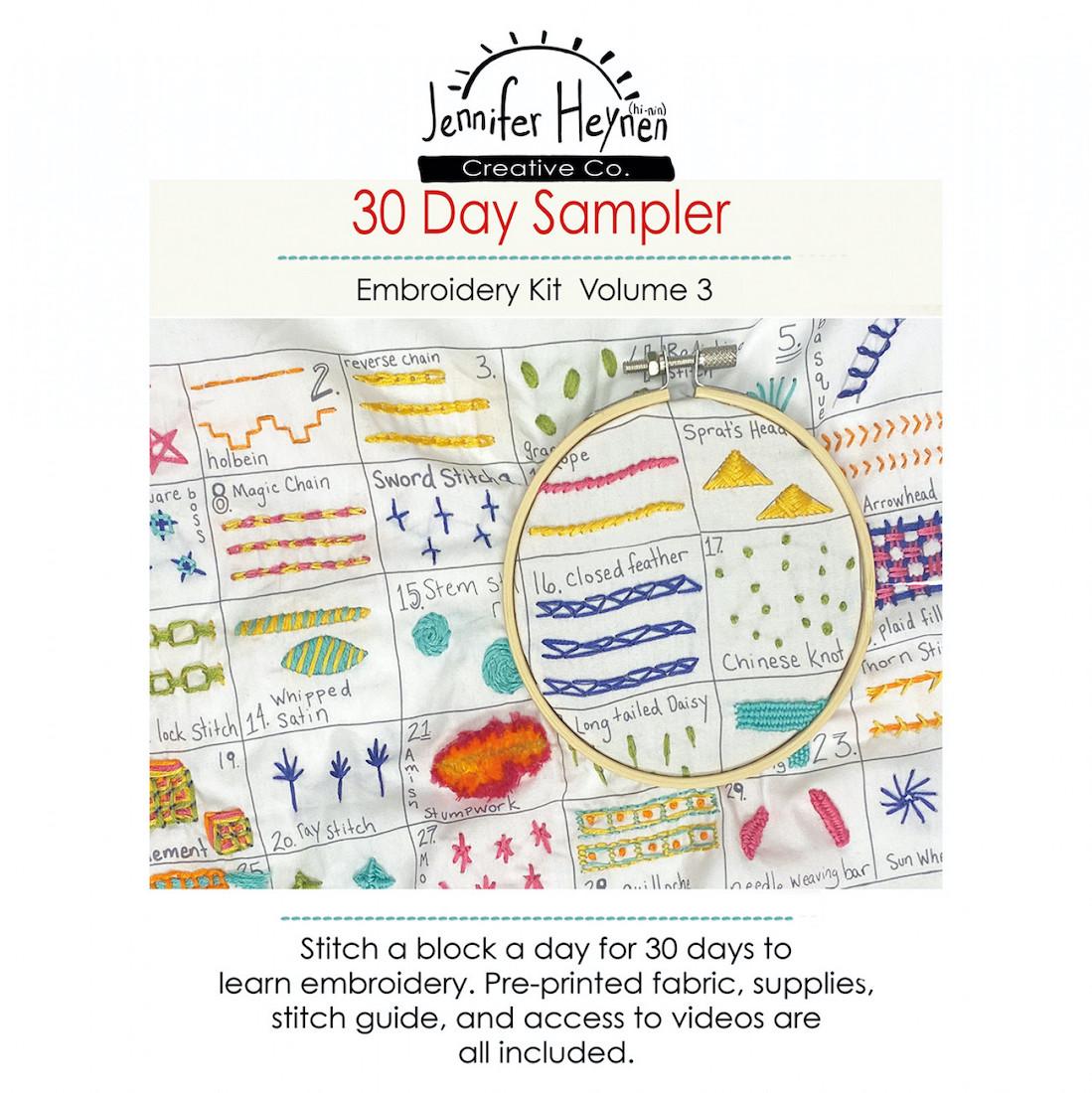 30 Day Sampler Embroidery Class Volume 3 by Jennifer Heynan – Valley ...