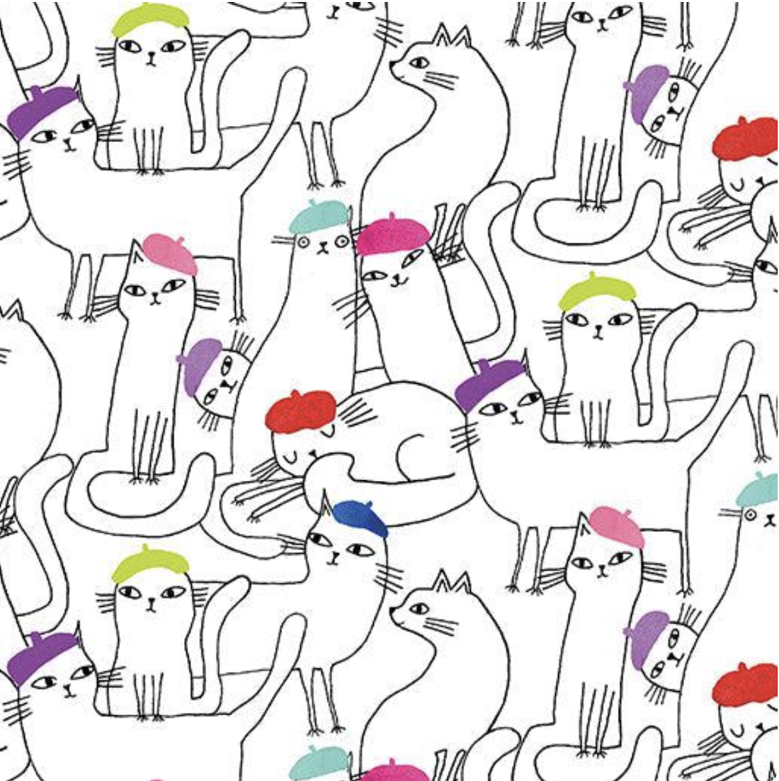 Beret Cats Multi by Terry Runyan – Valley Fabrics