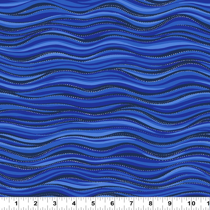 Dark Royal Blue Silver Wave by Laurel Burch – Valley Fabrics