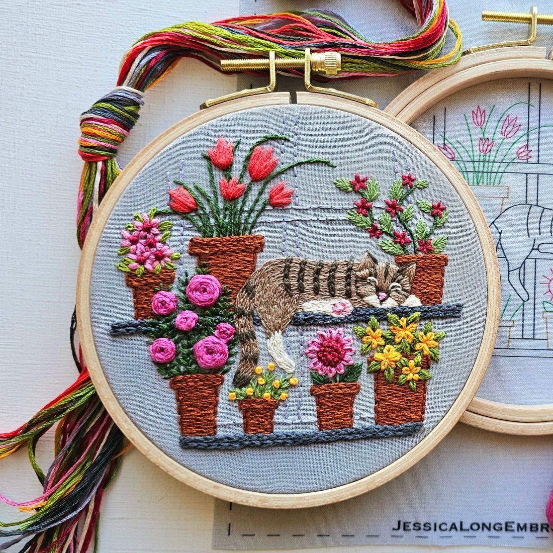 Catnap Embroidery Kit by JLE Designs – Valley Fabrics