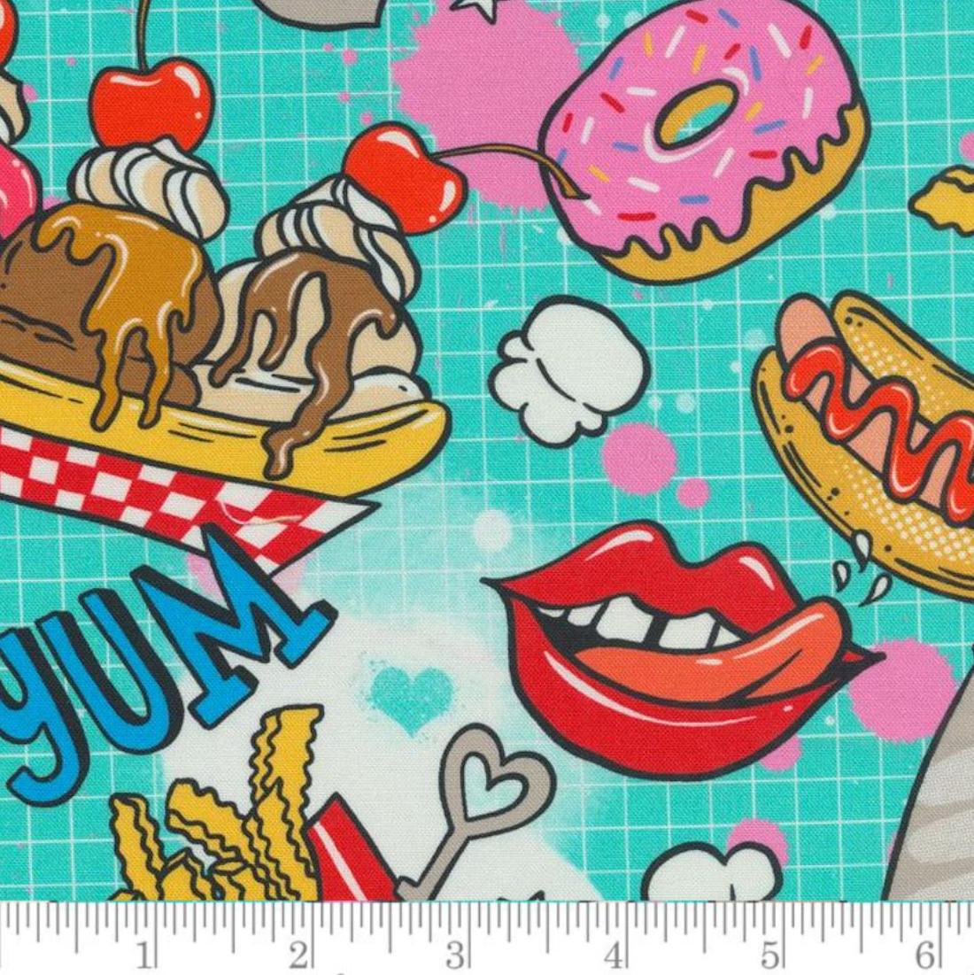 Snack Shack Laminated Coated Blue Raz by Crystal Manning – Valley Fabrics