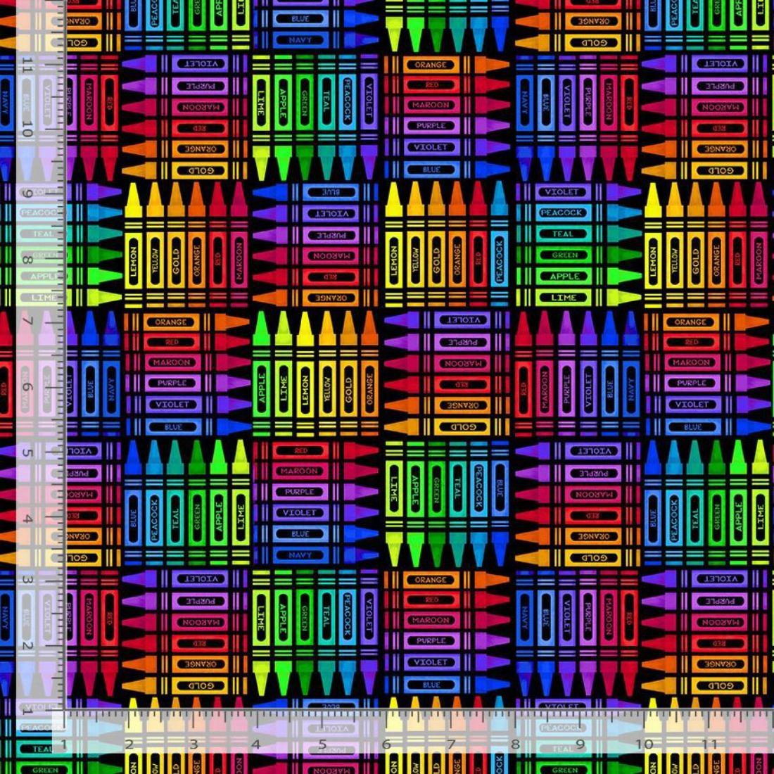 Bright Crayons Black by Gail Cadden – Valley Fabrics
