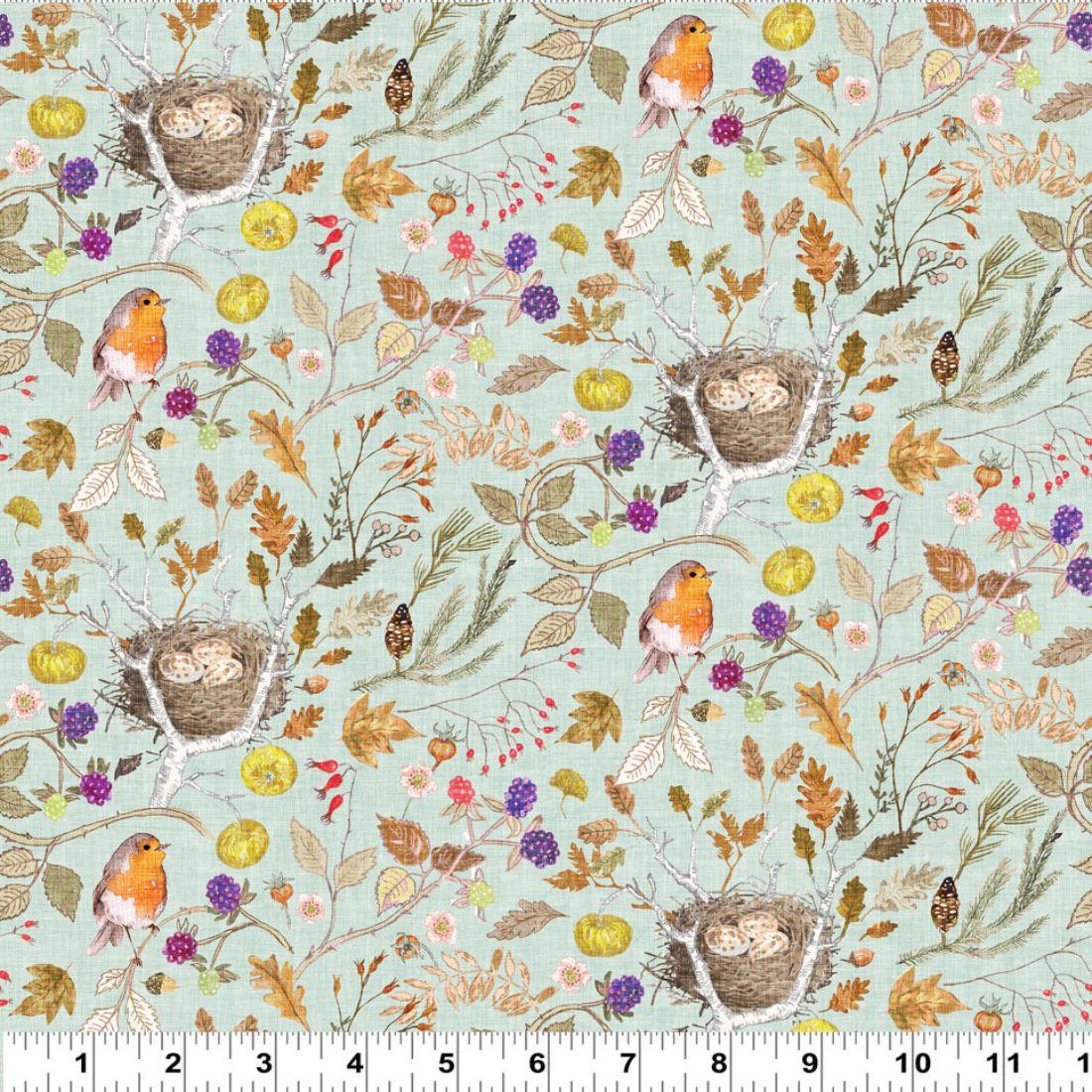 Forest Fruits Light Teal by Esther Fallon Lau – Valley Fabrics